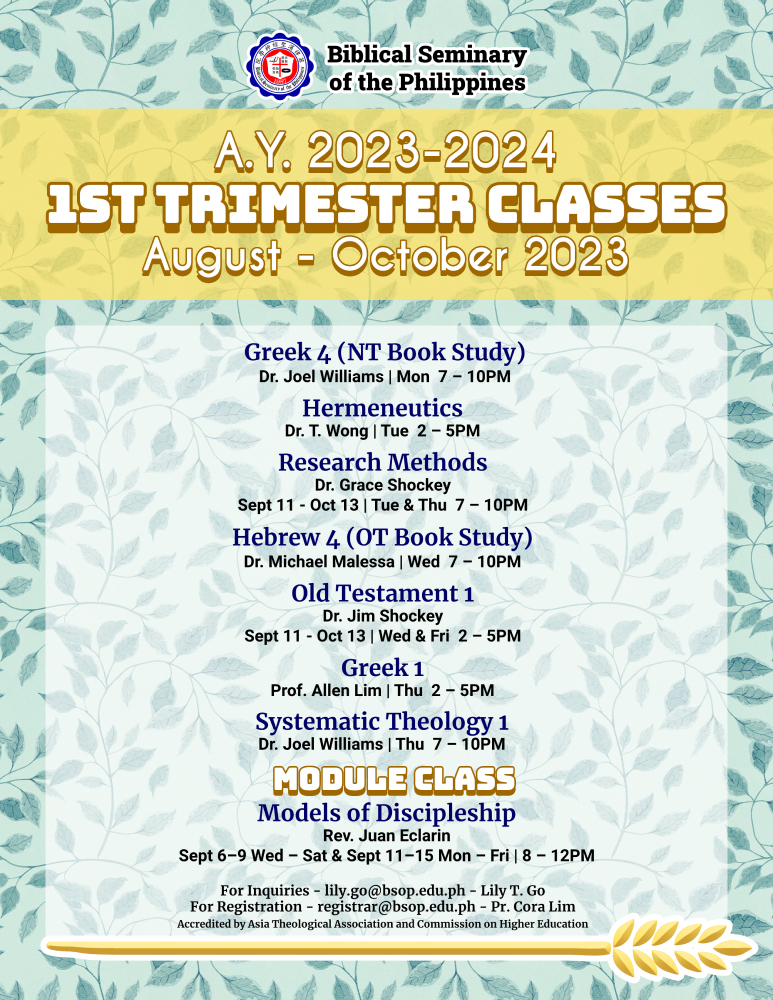 Classes for A.Y. 2023-2024 – BSOP