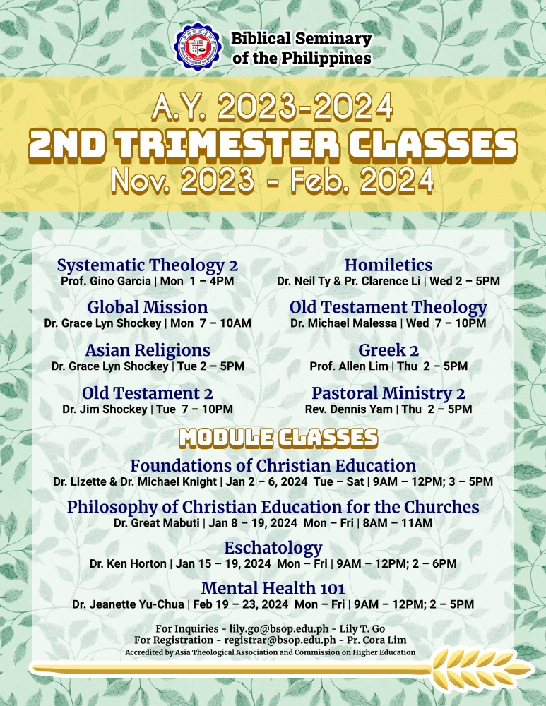 Classes for A.Y. 2023-2024 – BSOP